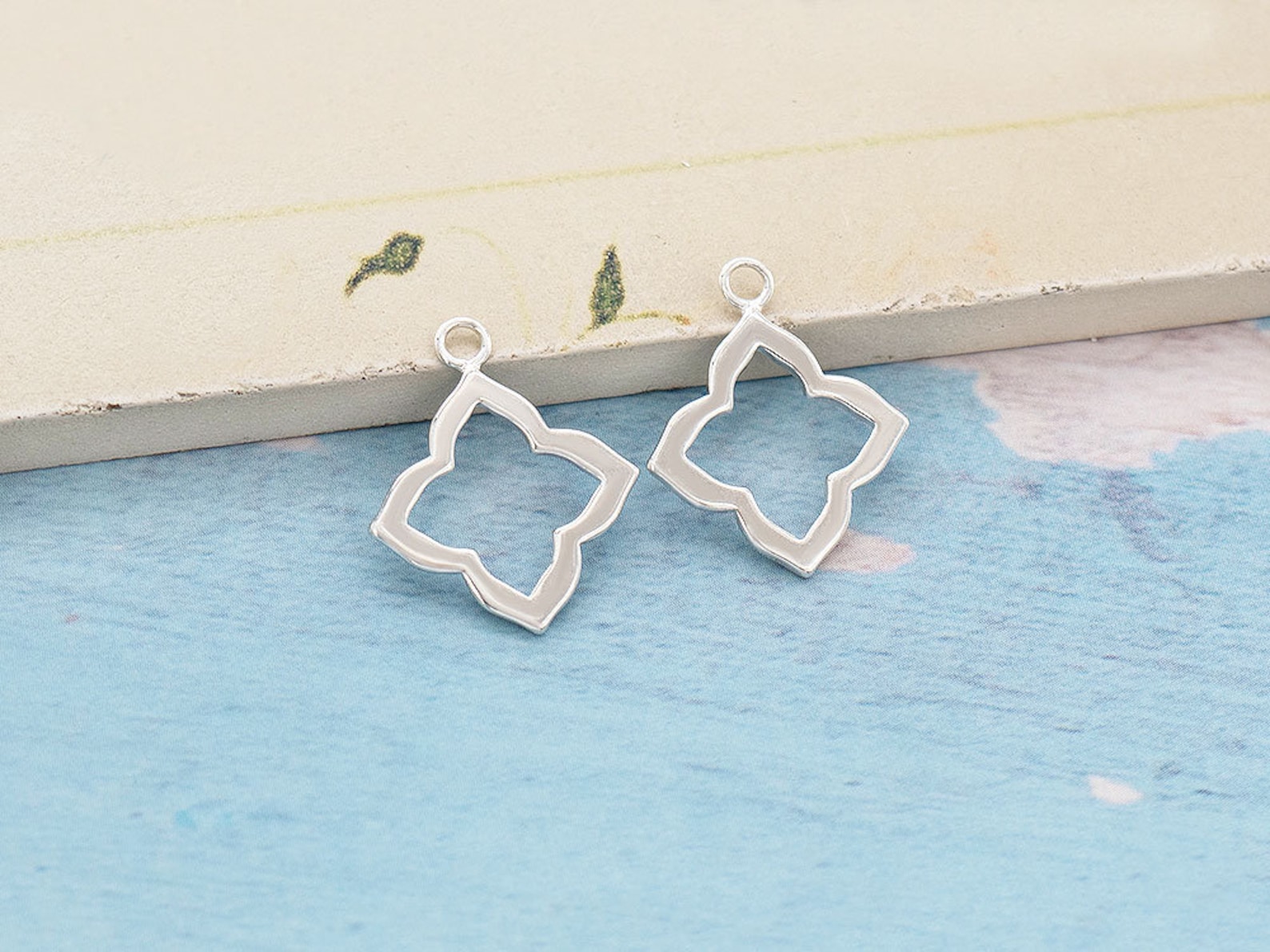 2 of 925 Sterling Silver Moroccan Style Flower Charms 15 Mm. Polish ...