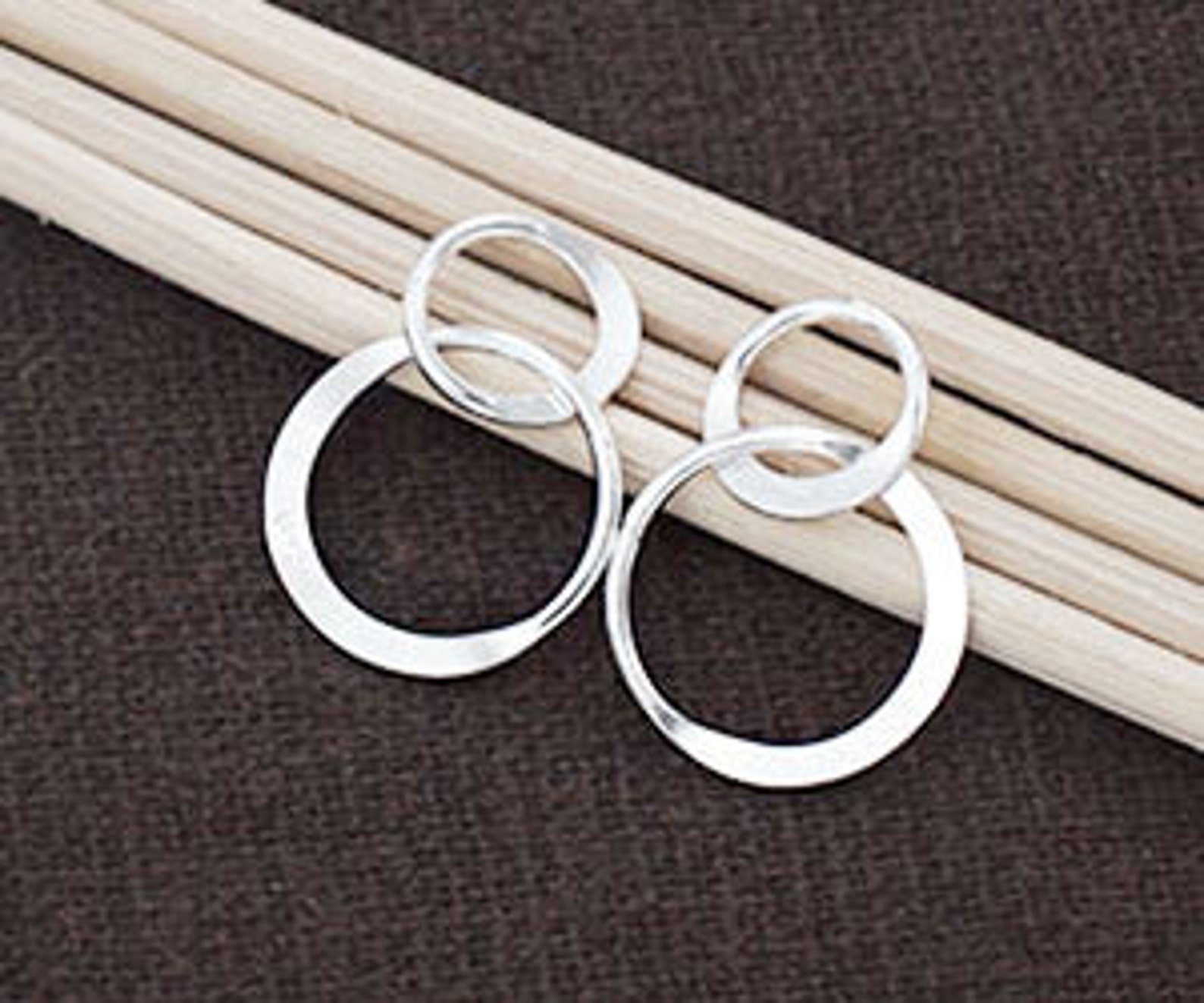 4 of 925 Sterling Silver Double Circle Rings Charms Links - Etsy