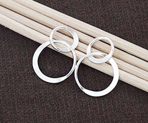 4 of 925 Sterling Silver Double Circle Rings Charms, Links, Connectors ...