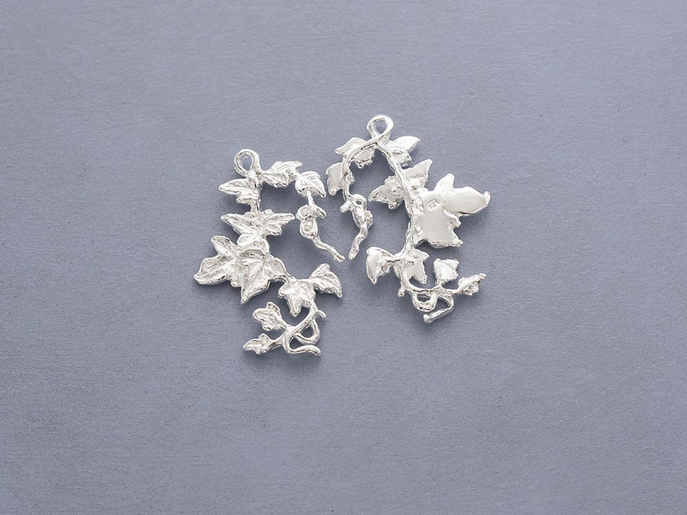 2 of 925 Sterling Silver Ivy Charms 15x23mm.delicate Charms - Etsy