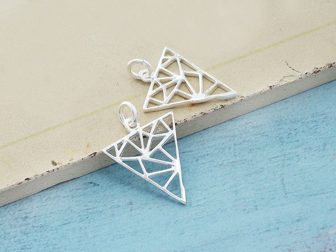 2 of 925 Sterling Silver Triangle Charms., Polish Finished :th2220 - Etsy