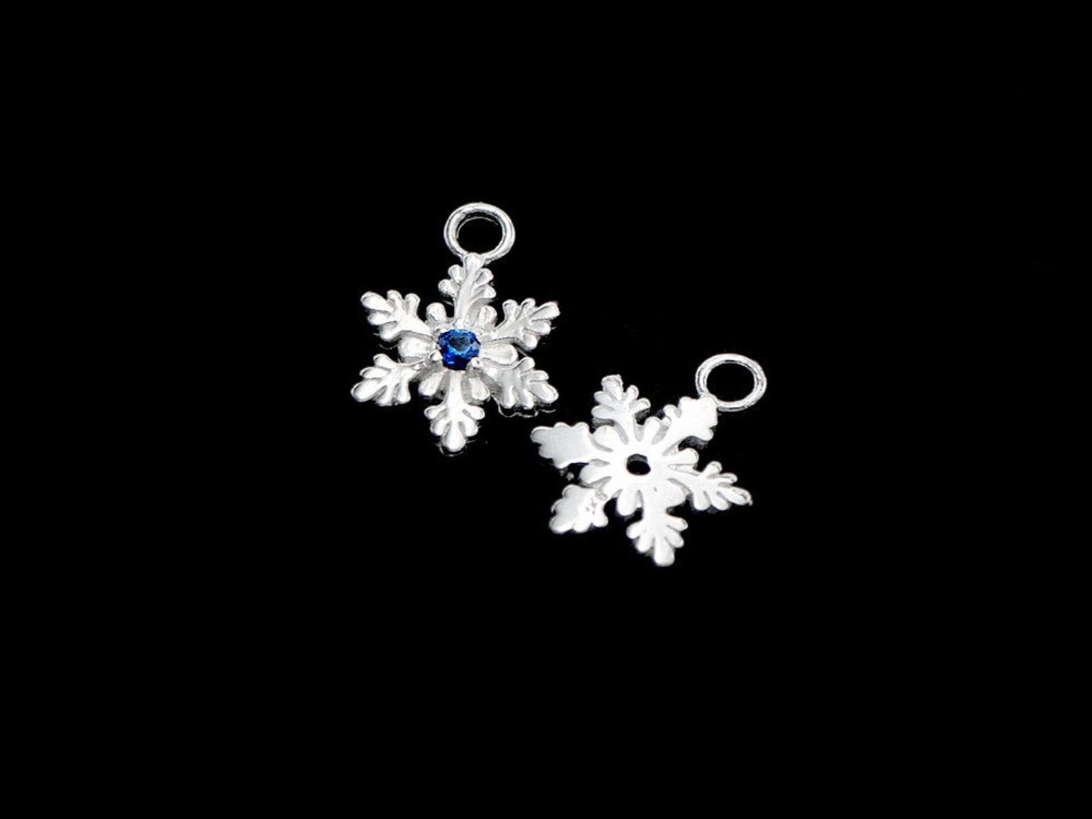 2 of 925 Sterling Silver Snowflake Charms With Lab Grown - Etsy