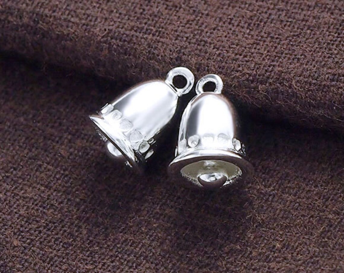 2 of 925 Sterling Silver Bell Charms 8.5x9mm. Polish Finished - Etsy