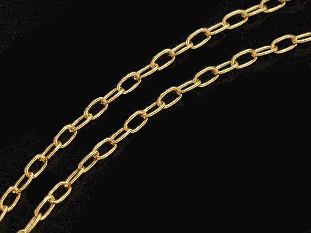 40 Inches of 925 Sterling Silver Gold Vermeil Style Chain 2x4 Mm ...