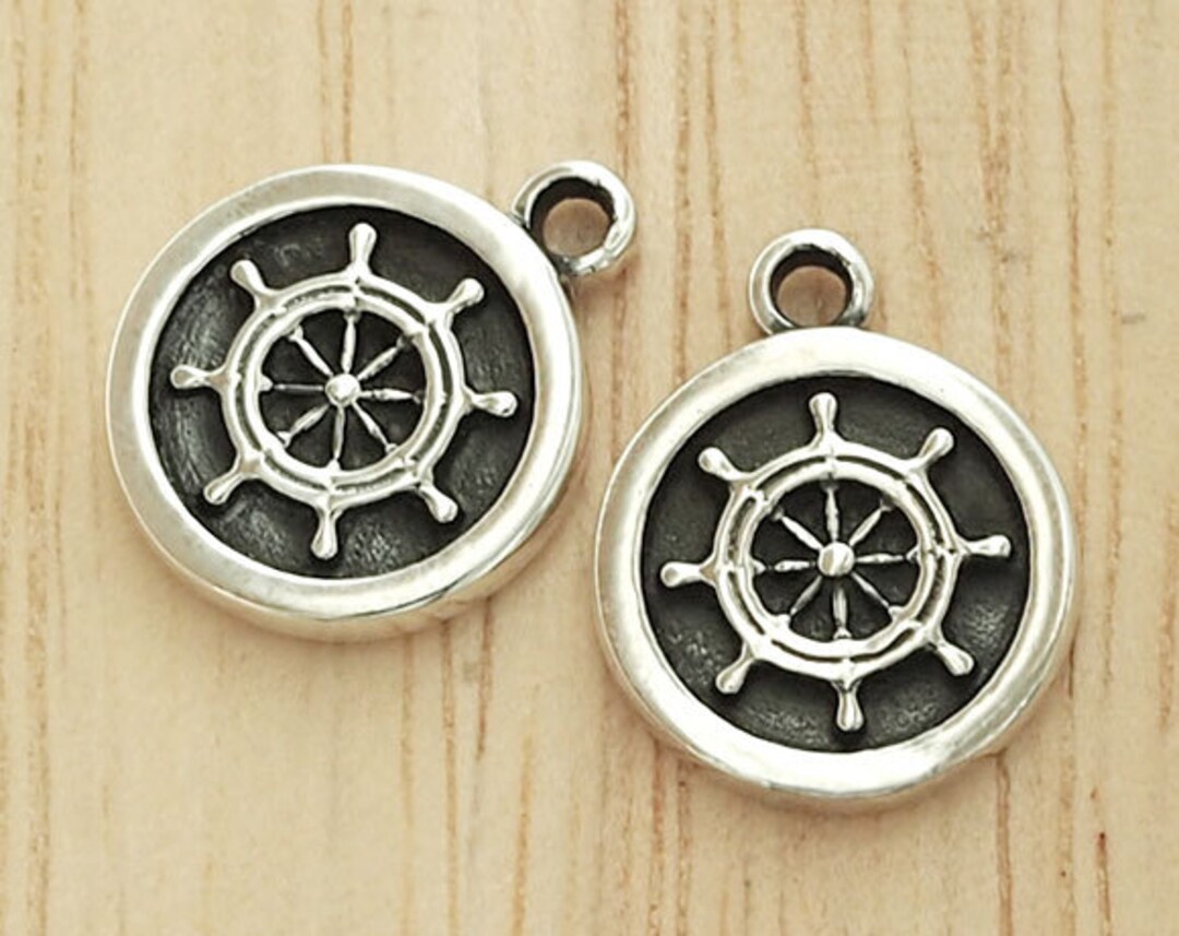 2 of 925 Sterling Silver Ship Wheel Printed Charms 11mm. :th2222 - Etsy