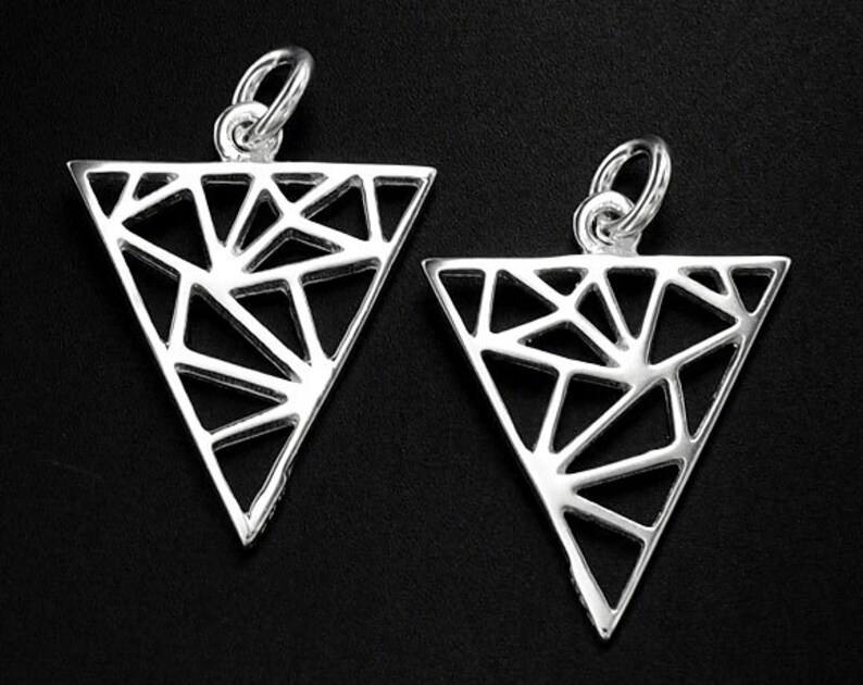 2 of 925 Sterling Silver Triangle Charms., Polish Finished :th2220 - Etsy