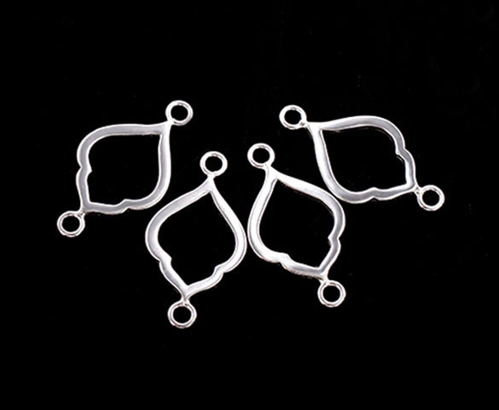 4 of 925 Sterling Silver Moroccan Style Drop Links, Connectors 11x16.5 ...