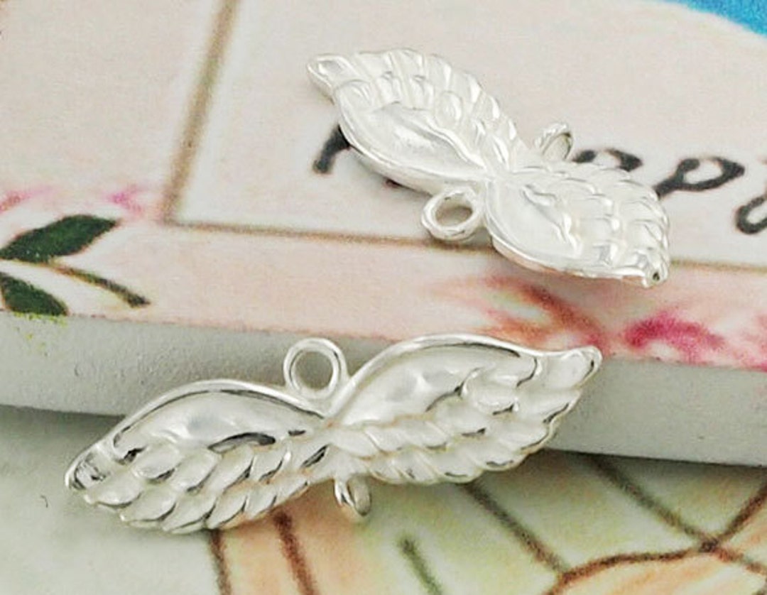 2 of 925 Sterling Silver Angel Wing Links, Connectors 5x20 Mm :th2136 ...