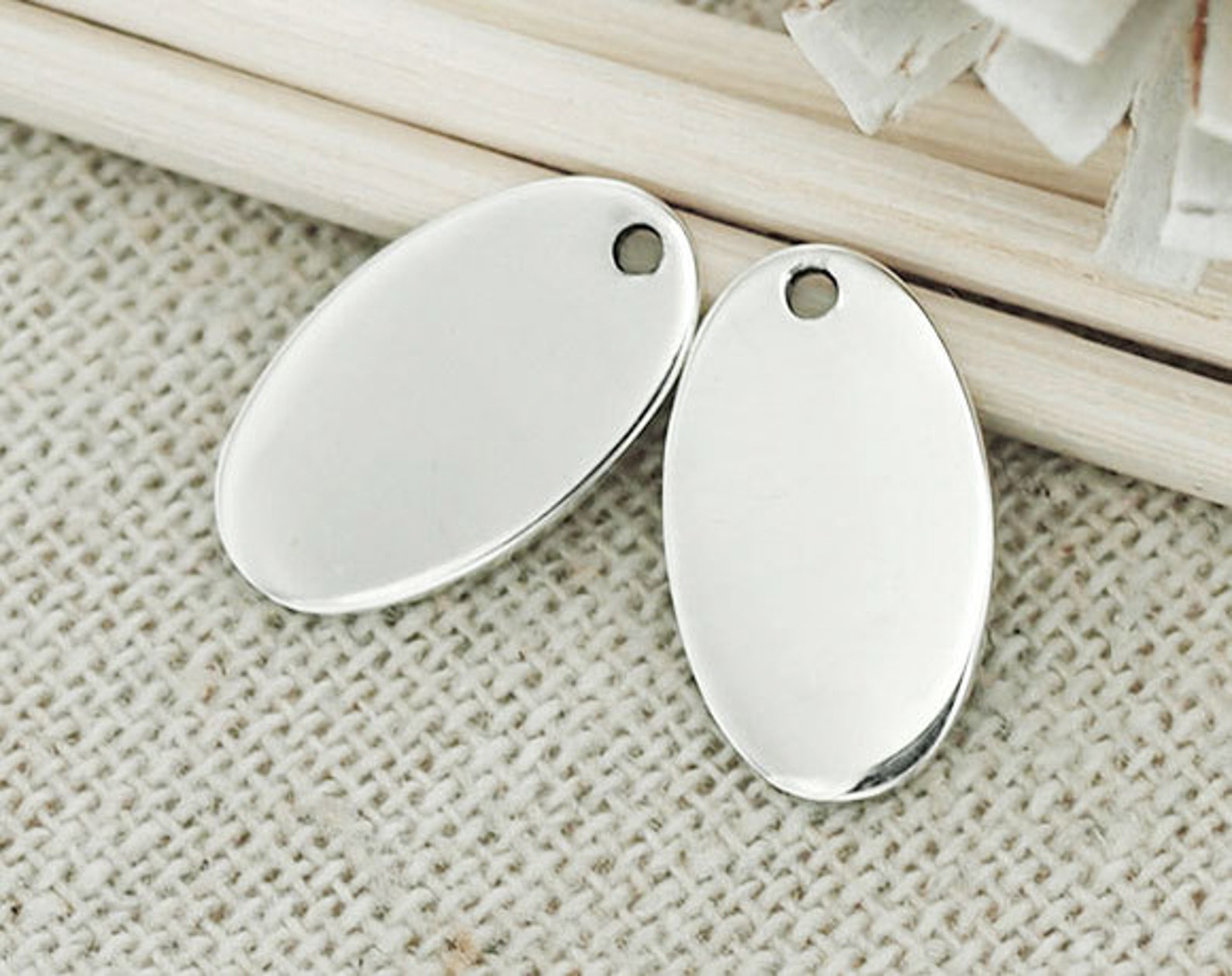 4 of 925 Sterling Silver Oval Disc Tag Charms 8x13.5 Mm. | Etsy