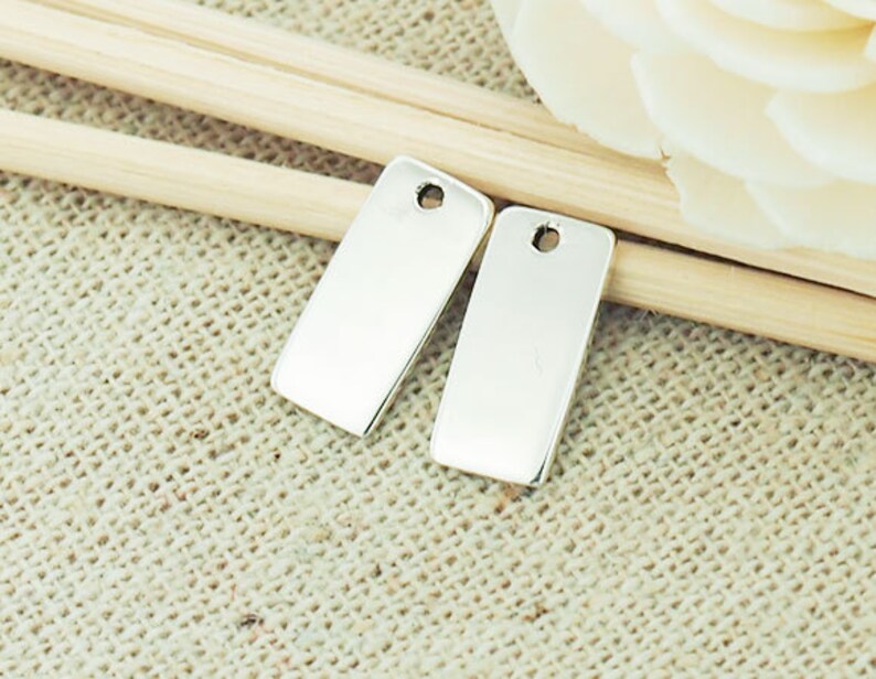 4 of 925 Sterling Silver Rectangle Blank Charms 6x12.5mm. . - Etsy