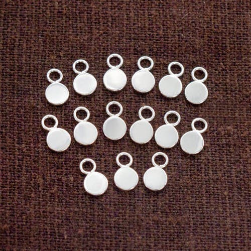 15 Sterling Silver Small Round Tag Charms With Jump Ring 925 - Etsy