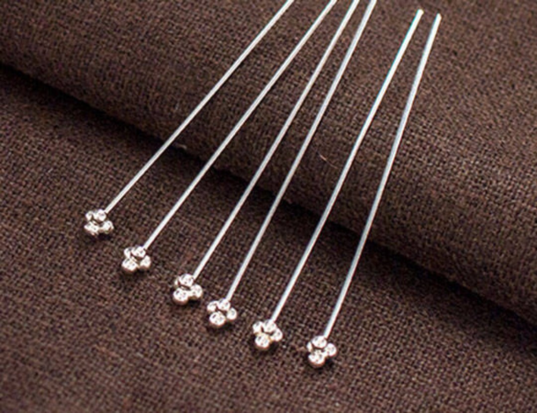 20 of 925 Sterling Silver Head Pins 40 Mm. #25 AWG :th2617 - Etsy