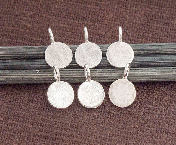 6 of 925 Sterling Silver Round Disc Tag Charms 6mm. Brushed - Etsy