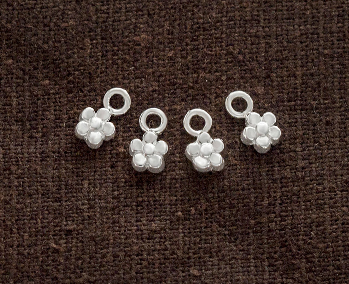 4 of 925 Sterling Silver Tiny Flower Charms 4.6mm. :tm0218 - Etsy