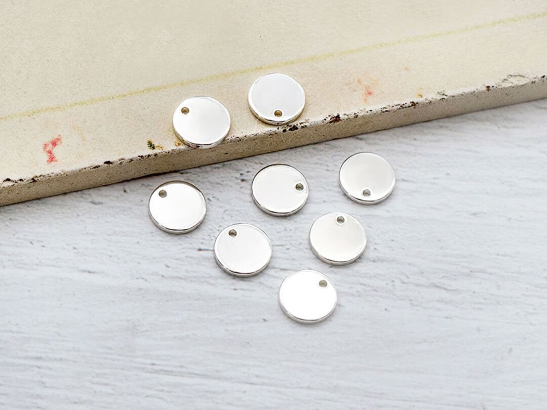 8 of 925 Sterling Silver Round Tag Charms 7mm :th2100 - Etsy