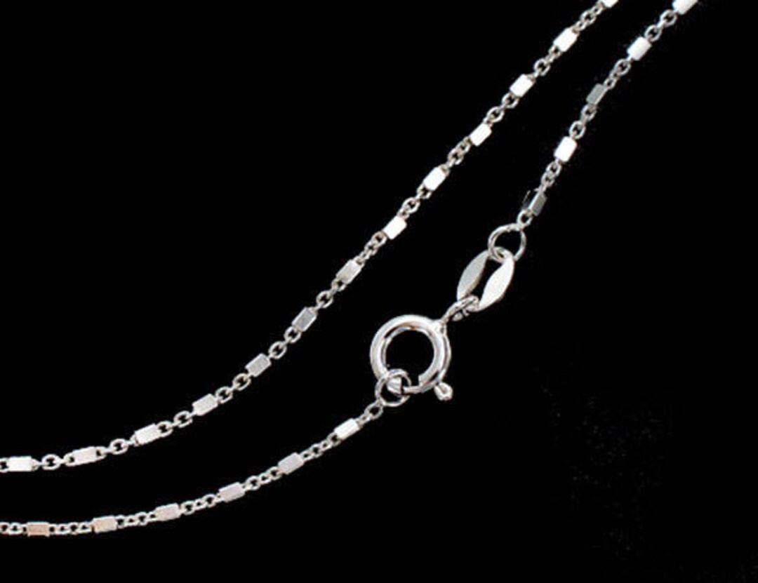 18 Inches of 925 Sterling Silver Cube Bead Chain Necklace 1 X 1.5mm ...