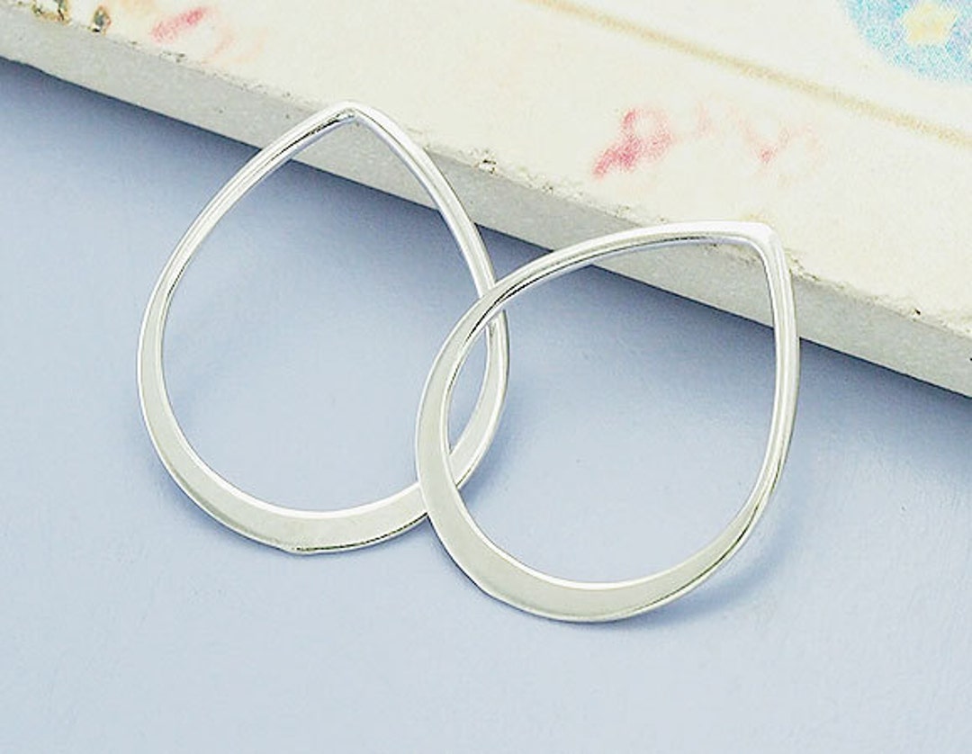 4 of 925 Sterling Silver Flat Pear Links, Connectors 16x19 Mm. :tk0012 ...
