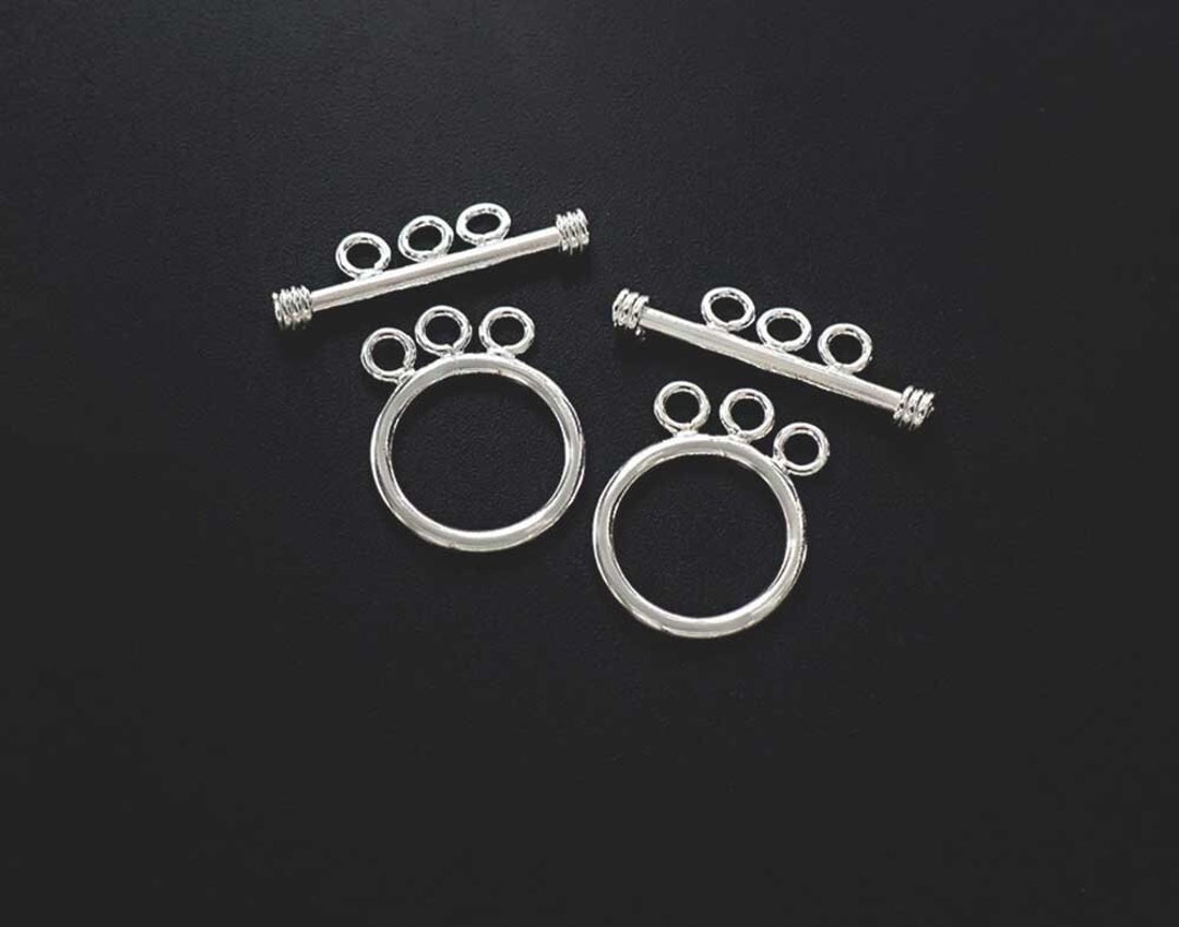 2 of 925 Sterling Silver 3-hoop Circle Toggles 14mm. :tk0357 - Etsy