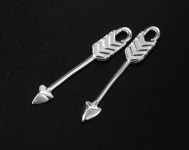 2 of 925 Sterling Silver Arrow Charms 3.5x23 Mm.,delicate Charms ...