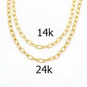 40 Inches of 925 Sterling Silver Gold Vermeil Style Chain 2x4 Mm ...