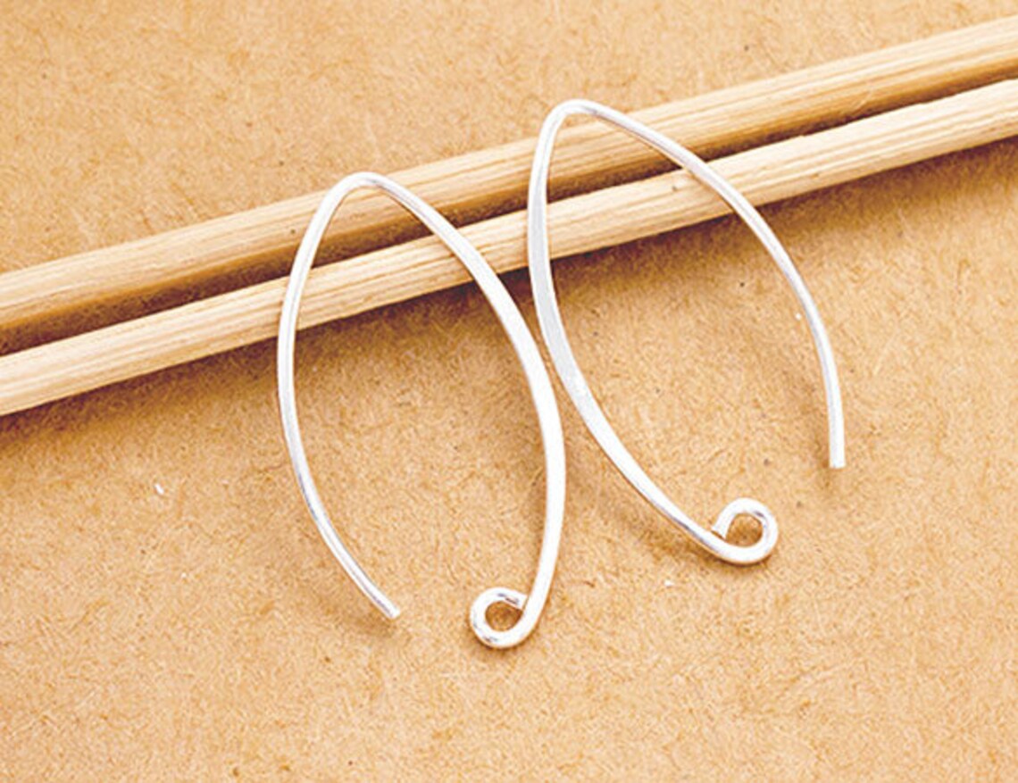 5 Pairs of 925 Sterling Silver Ear Wires 15x25 Mm.20 AWG - Etsy