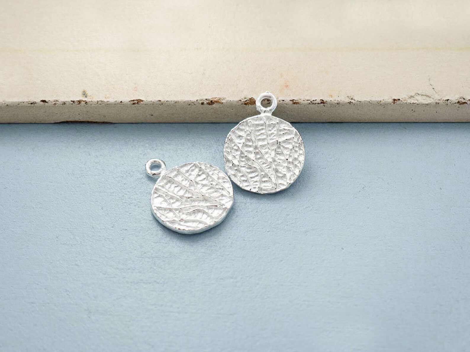 2 of 925 Sterling Silver Textured Disc Charms 11 Mm. :th2541 | Etsy