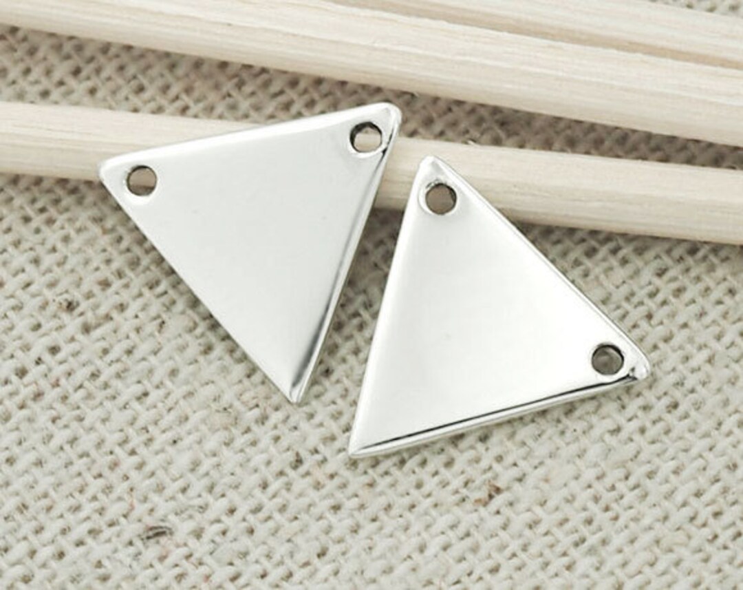 4 of 925 Sterling Silver Triangle Links, Connectors 12mm. Polish ...