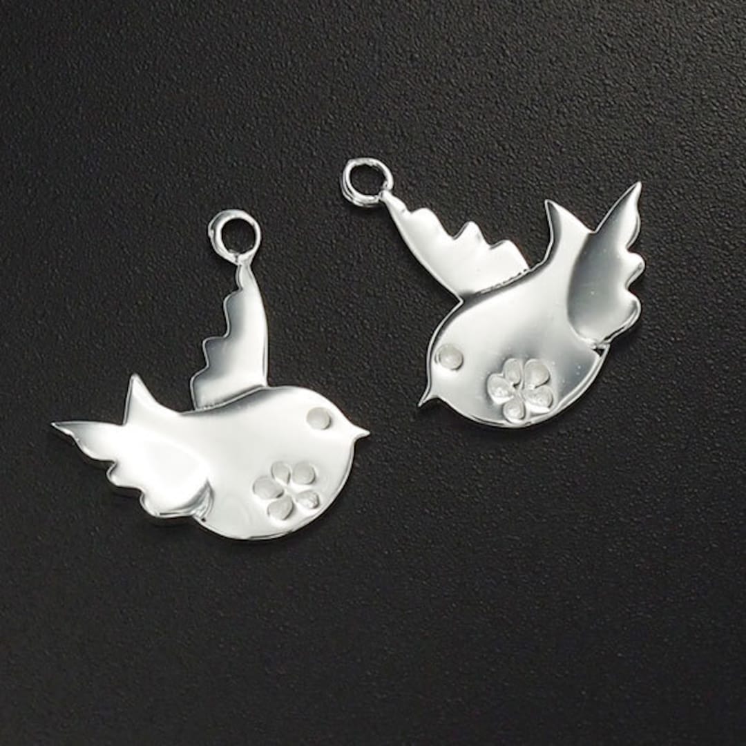 2 of 925 Sterling Silver Bird Charms 14x15mm. Polished Finish :tm0044 ...