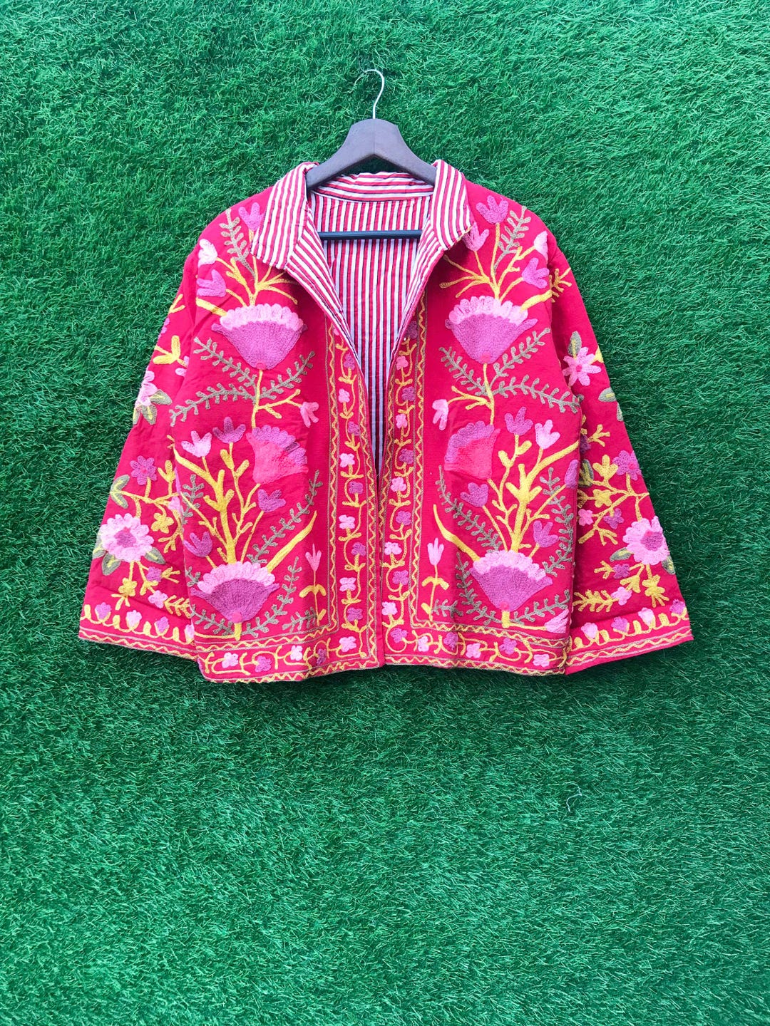Suzani Embroidered Cotton Jacket: Hand-stitched Kantha Quilt - Etsy