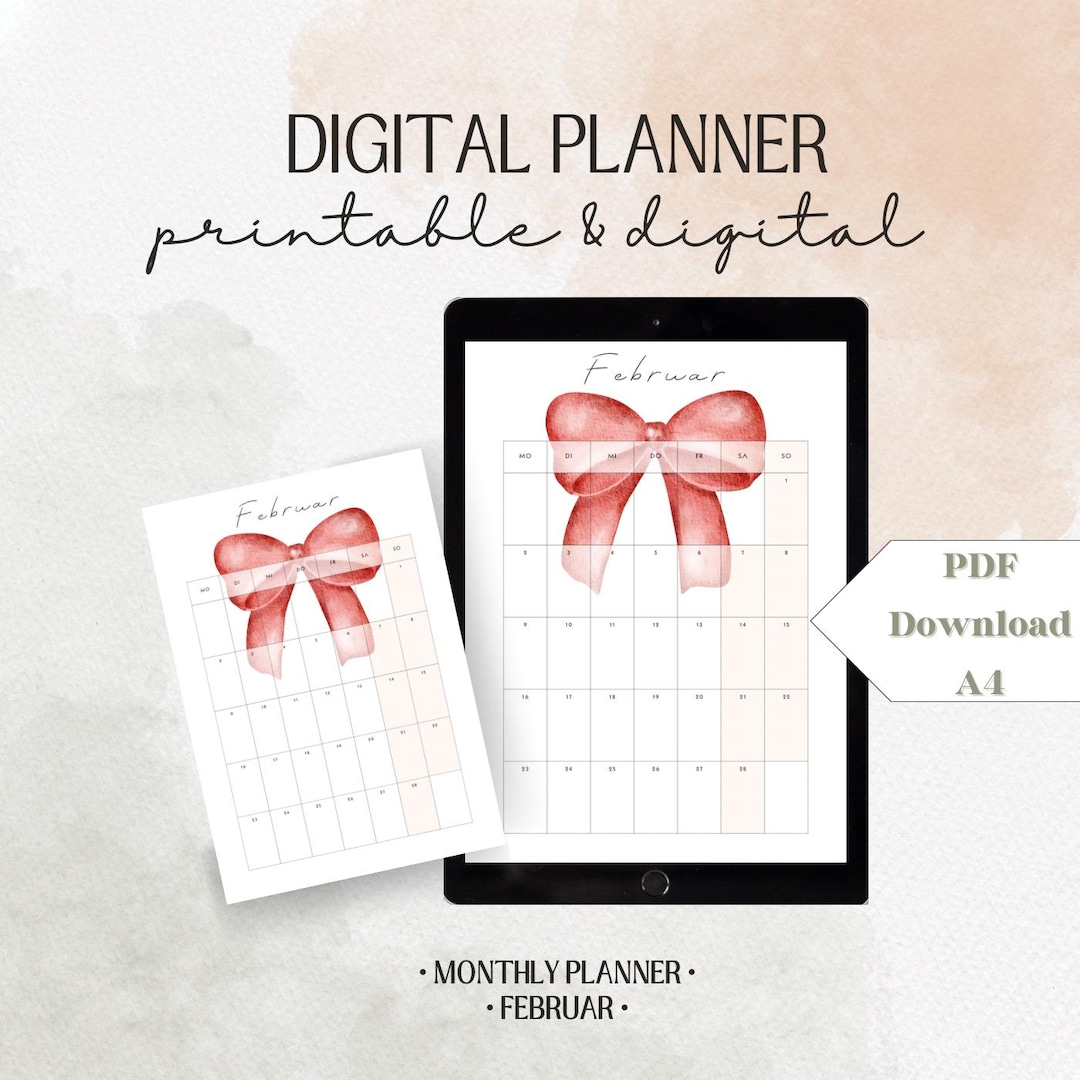 Minimalist February Calendar PDF | Cute Monthly Calendar to Print ...