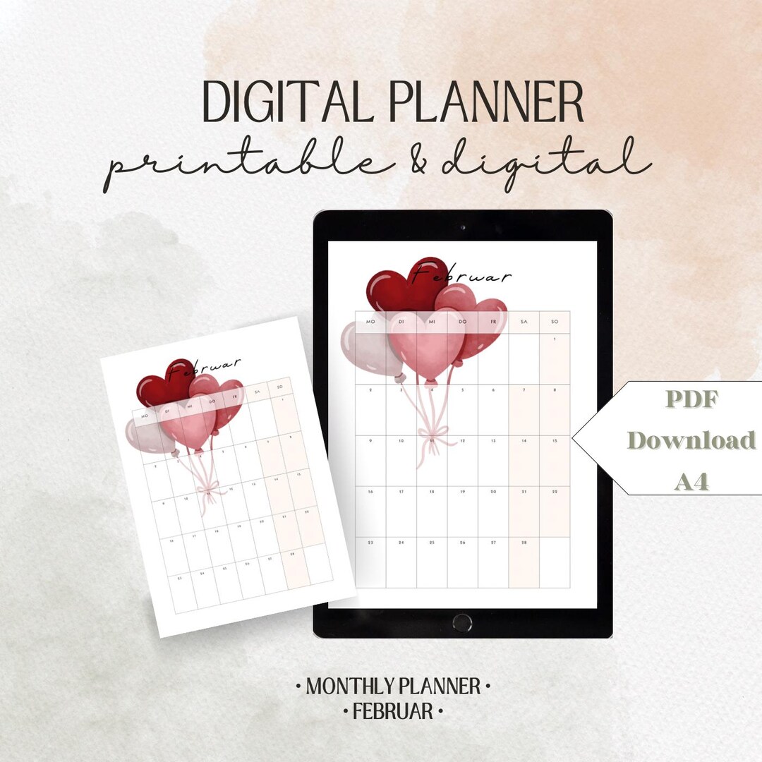 Minimalist February Calendar PDF | Cute Monthly Calendar to Print ...