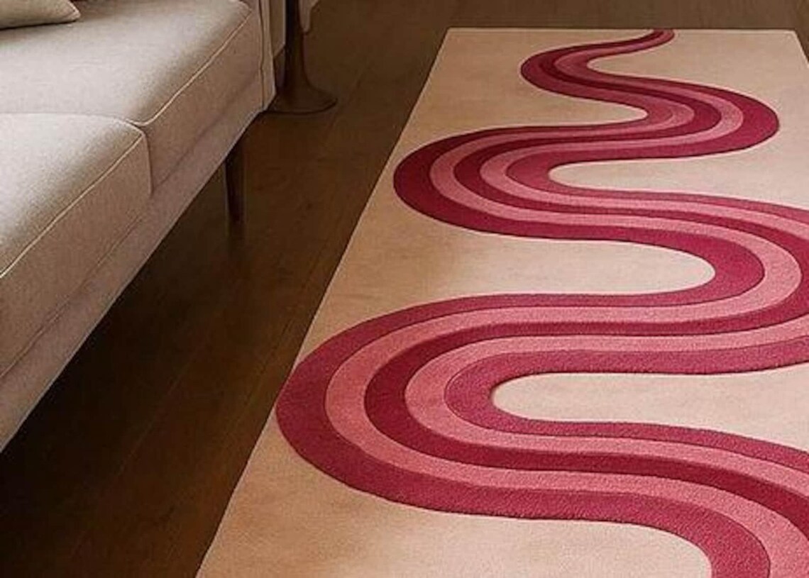 3x9 Handmade Snake |shaped Runner Rug Serpent Hallway Carpet|bold ...