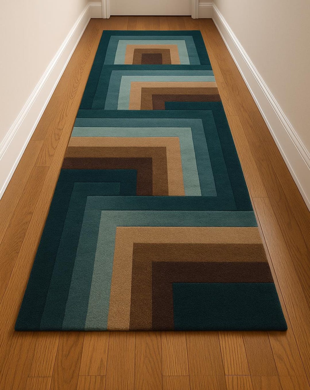 3x10ft Modern Geometric Runner Rug 4x12ft – Hand-tufted Wool Hallway ...