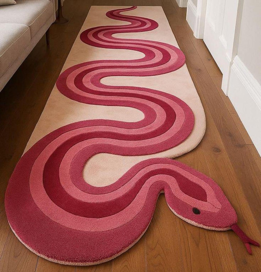 3x9 Handmade Snake |shaped Runner Rug Serpent Hallway Carpet|bold ...
