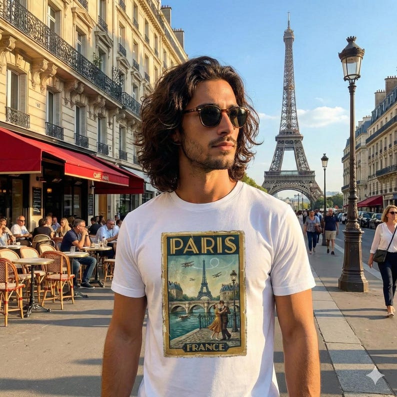 Parisian Chic Eiffel Tower Shirt | Montmartre Cafe Culture Tee | City ...