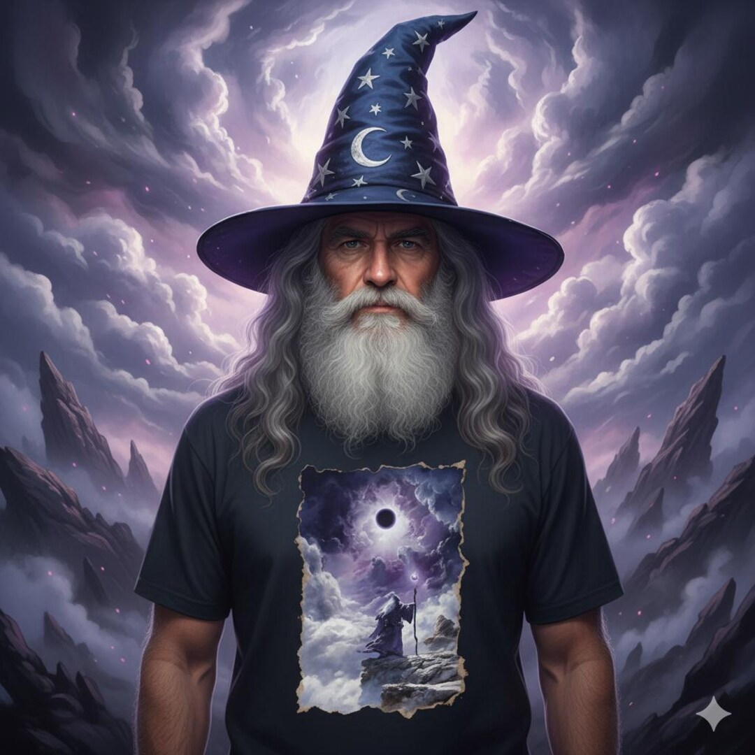 Vintage Gothic Wizard T-shirt, Dark Fantasy Medieval Art Graphic Tee ...