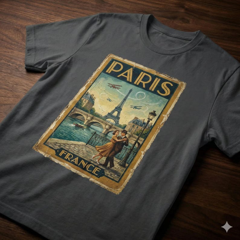 Parisian Chic Eiffel Tower Shirt | Montmartre Cafe Culture Tee | City ...