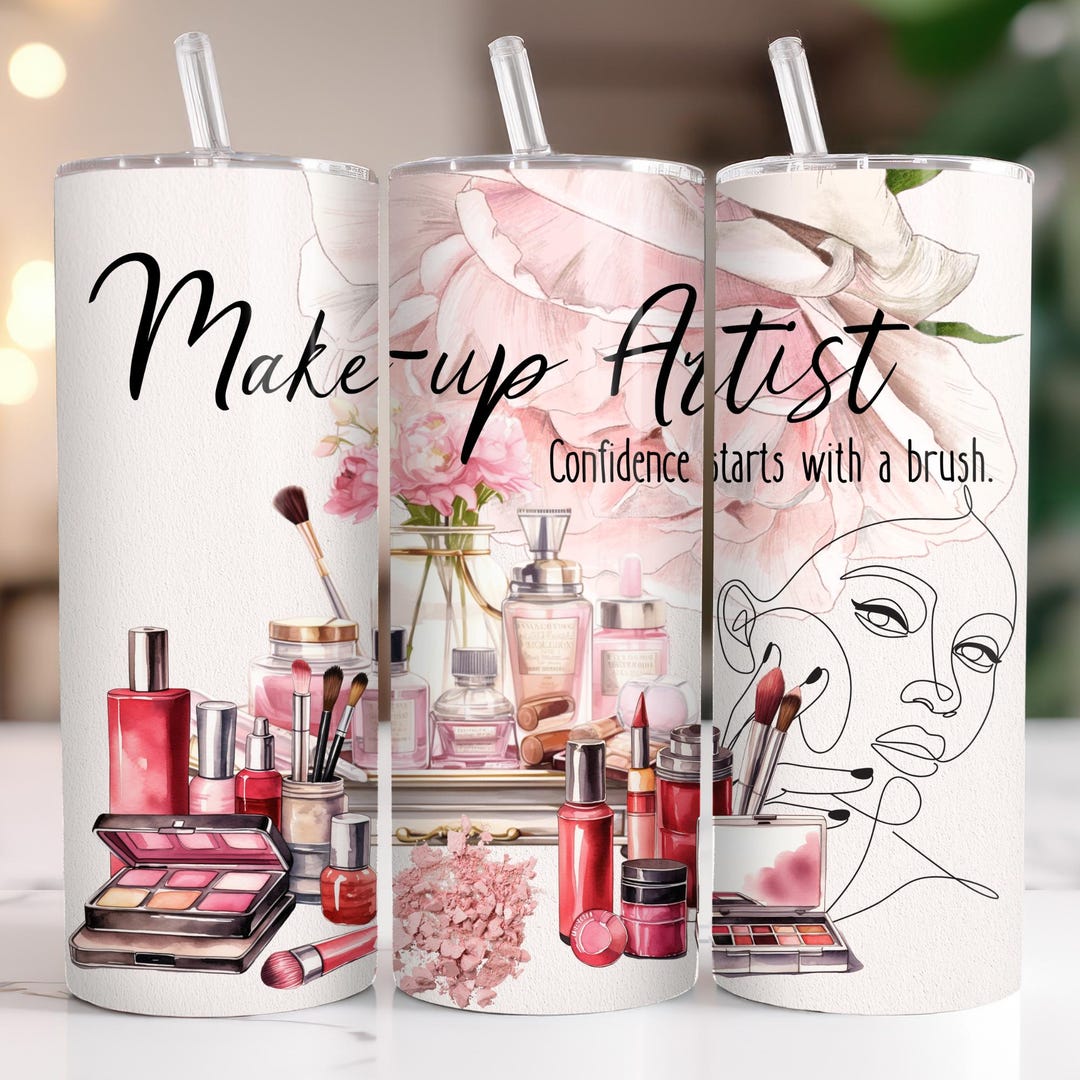 Makeup Artist Tumbler Wrap 20oz, Beauty Salon PNG, Makeup Tools Design ...