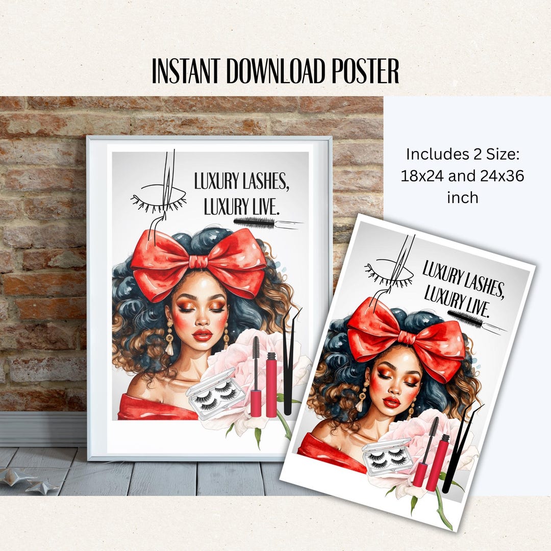Lash Artist Wall Art Printable 18x24 24x36, Lash Salon Poster, Beauty ...