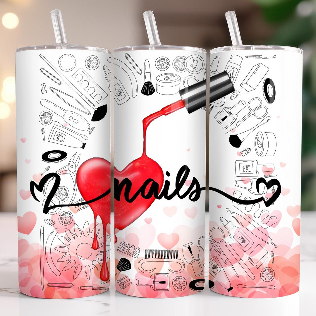 Nail Art Skinny Tumbler Sublimation Design | Nail Design PNG | Manicure ...