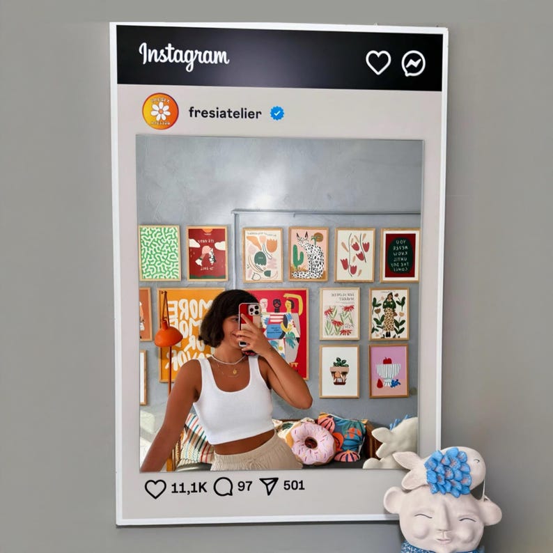 Personalized Instagram Mirror: Custom Social Media Decor - Etsy