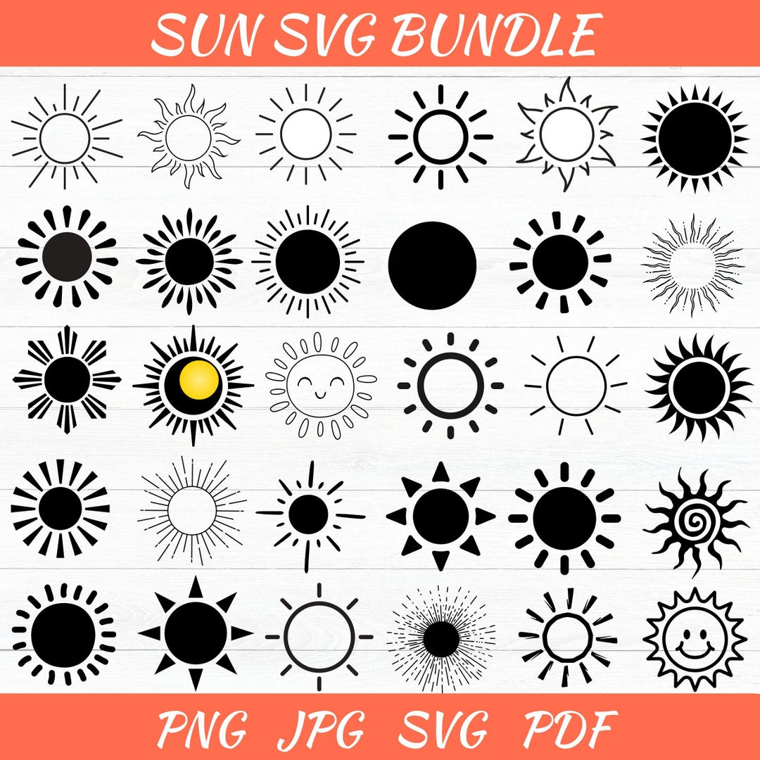 Sun Svg Bundle - Sun Svg Cut File - Sunrise Svg Bundle - Sunrise ...