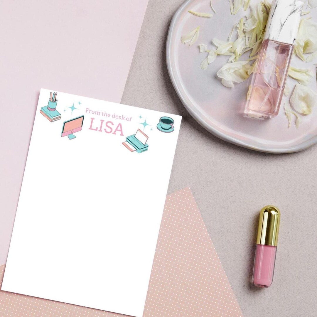 Personalized Stationery Notepad, Girly Desk Decor - Etsy