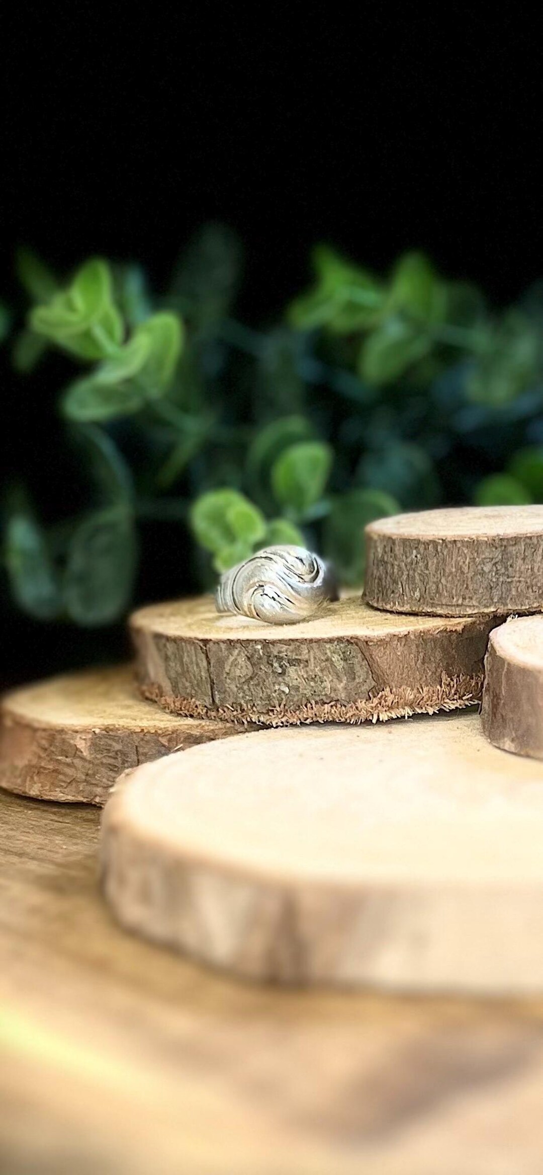 Vintage 14KP White Gold Swirl Dome Ring - Size 7.25 - Etsy