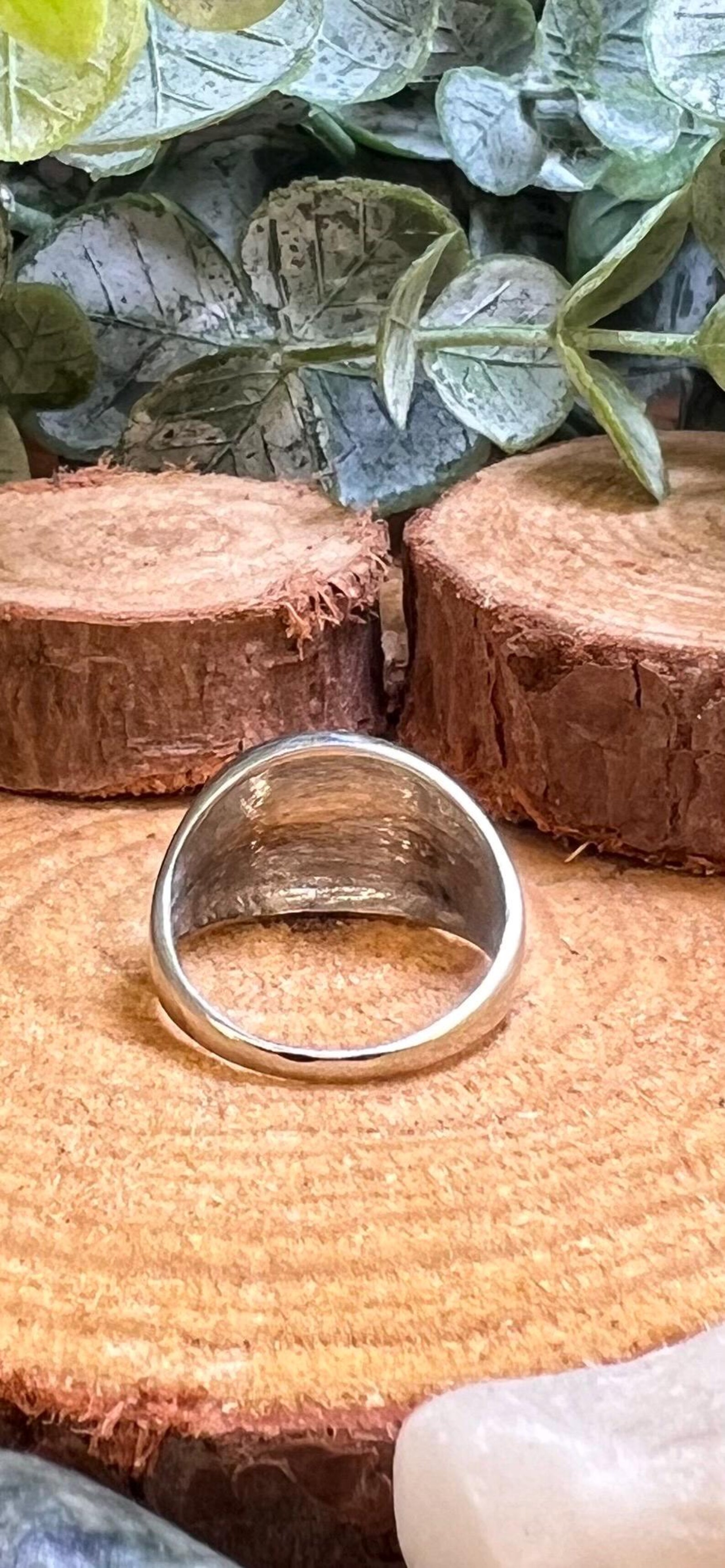 Vintage 14K White Gold Concave Cigar Band Ring, Size 7, 12.4mm, Stamped ...