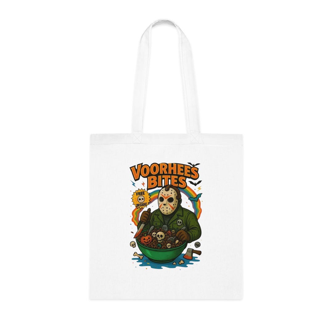Voorhees Bites Cereal Killers Tote Bag | Jason Voorhees Horror Movie ...