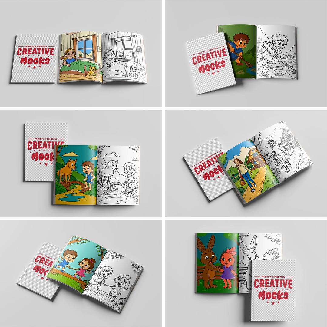 Coloring Book Mockup Bundle PSD, Kids Activity Book Cover, Open Spread ...