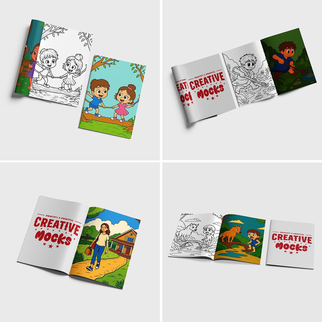 Booklet Psd Mockup Set, Kids Coloring Book Mockups, PSD Smart Object ...