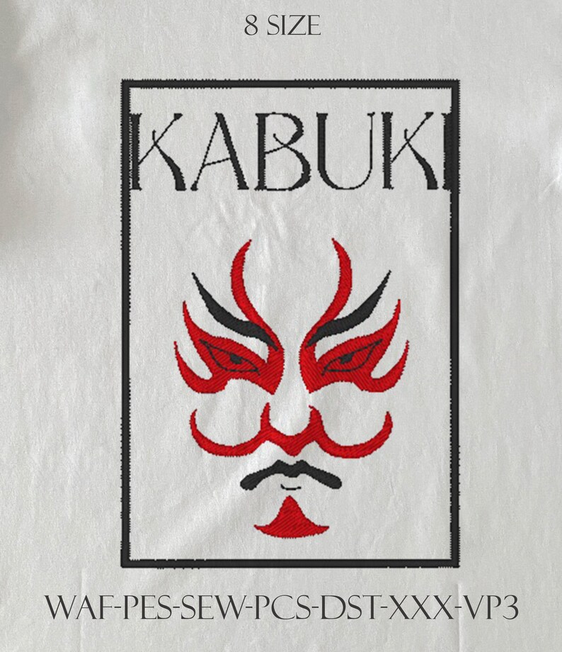 Kabuki Embroidery Design: Japanese Samurai Theater Art (digital ...