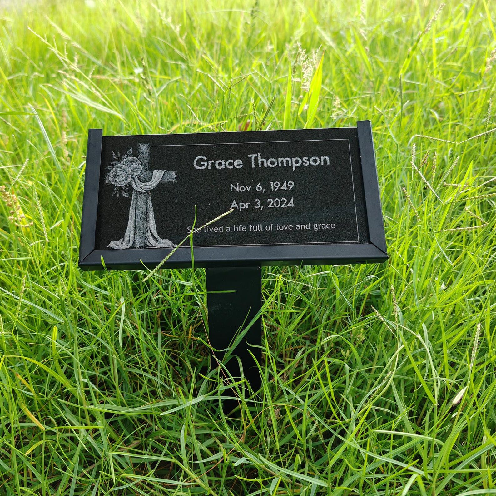 Personalized Memorial Cross Headstone, Custom Granite Grave Marker for ...
